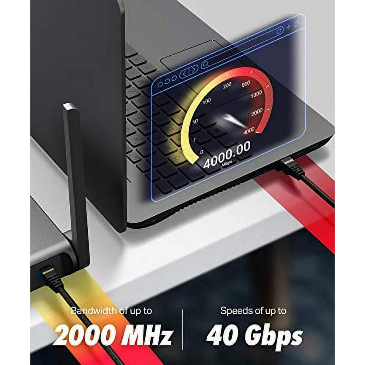 Ultra Clarity Cables Cat8 Ethernet Cable, Wi-Fi Internet Cable, 40 Gbp